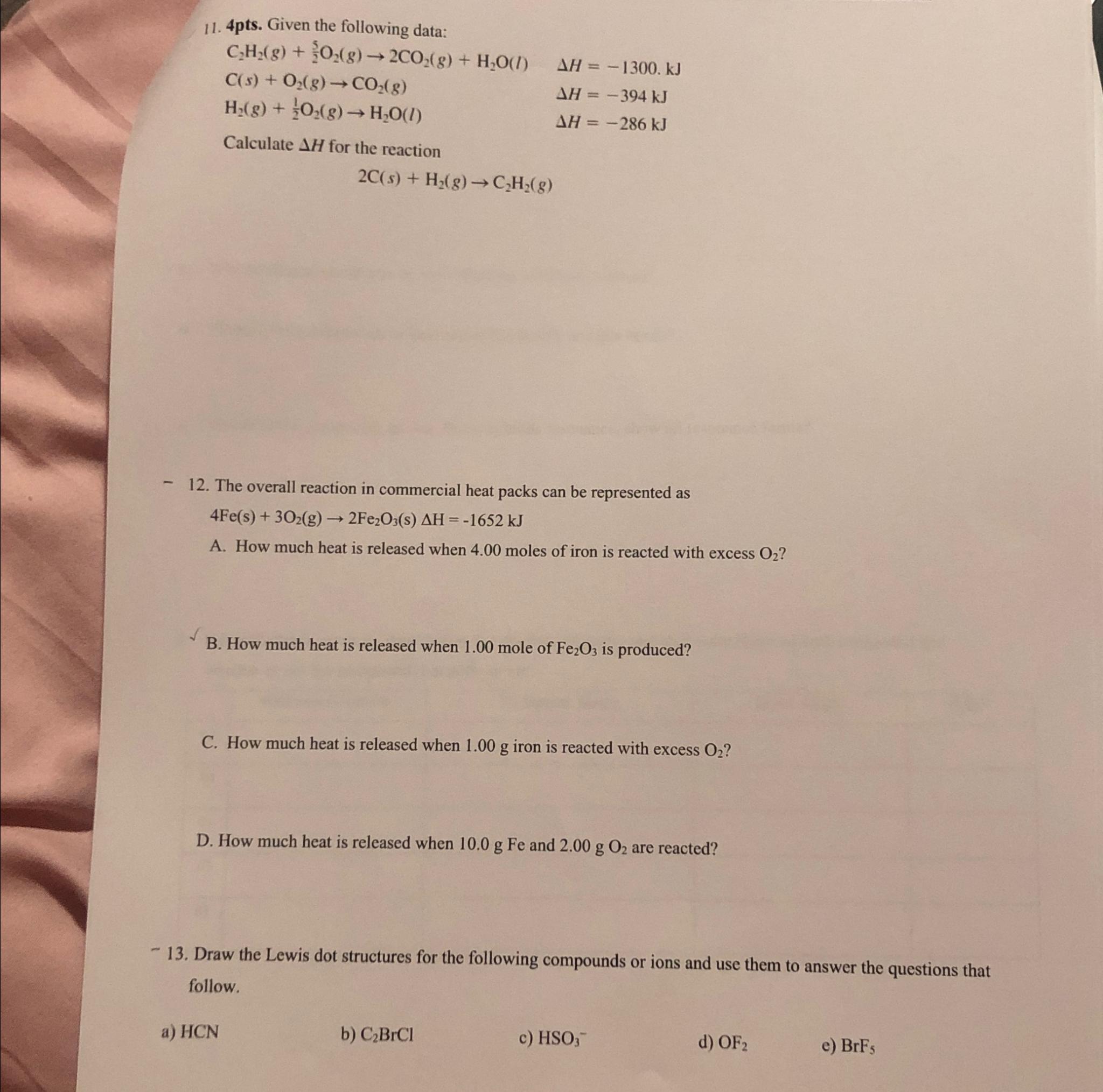 Solved 4pts. ﻿Given the following | Chegg.com