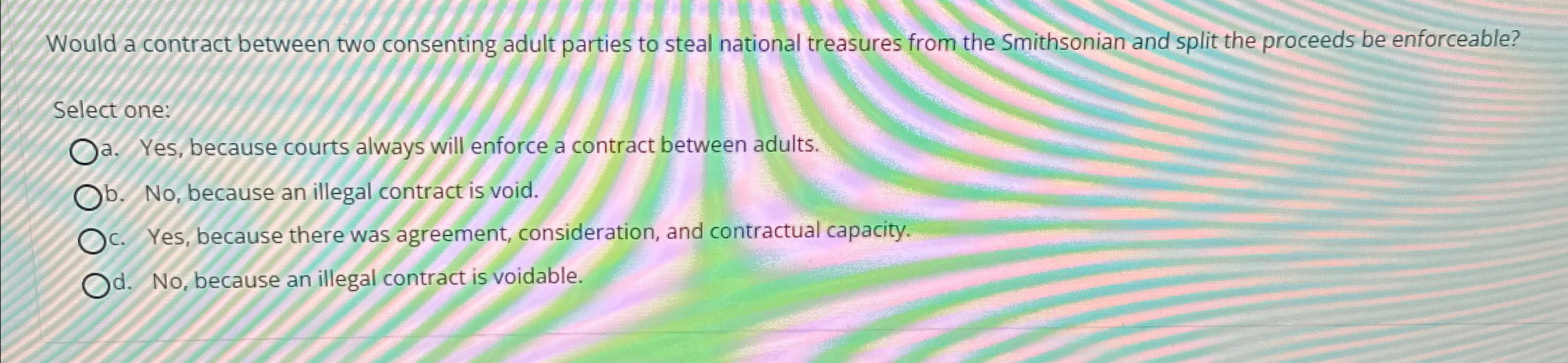 Solved Would a contract between two consenting adult parties | Chegg.com