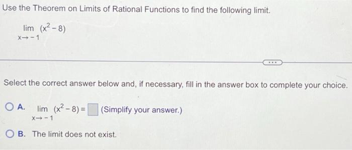 Solved Use the Theorem on Limits of Rational Functions to | Chegg.com