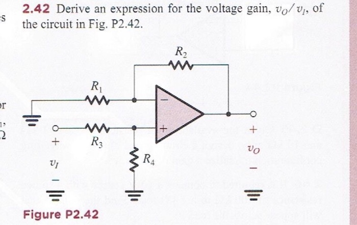 Solved 2.42 Derive an expression for the voltage gain, | Chegg.com
