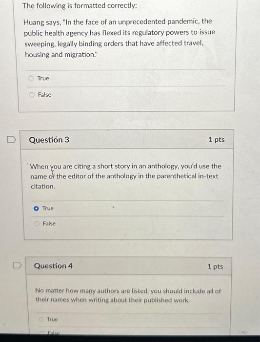 D The following is formatted correctly: Huang says, | Chegg.com