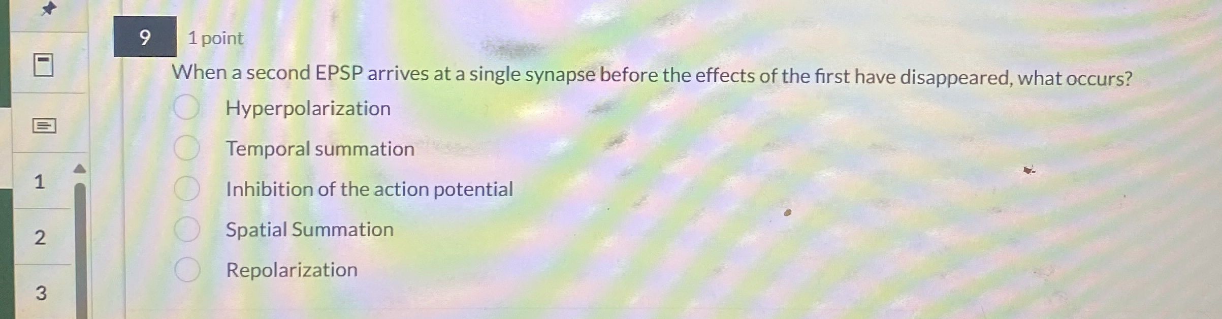 Solved 91 ﻿pointWhen a second EPSP arrives at a single | Chegg.com
