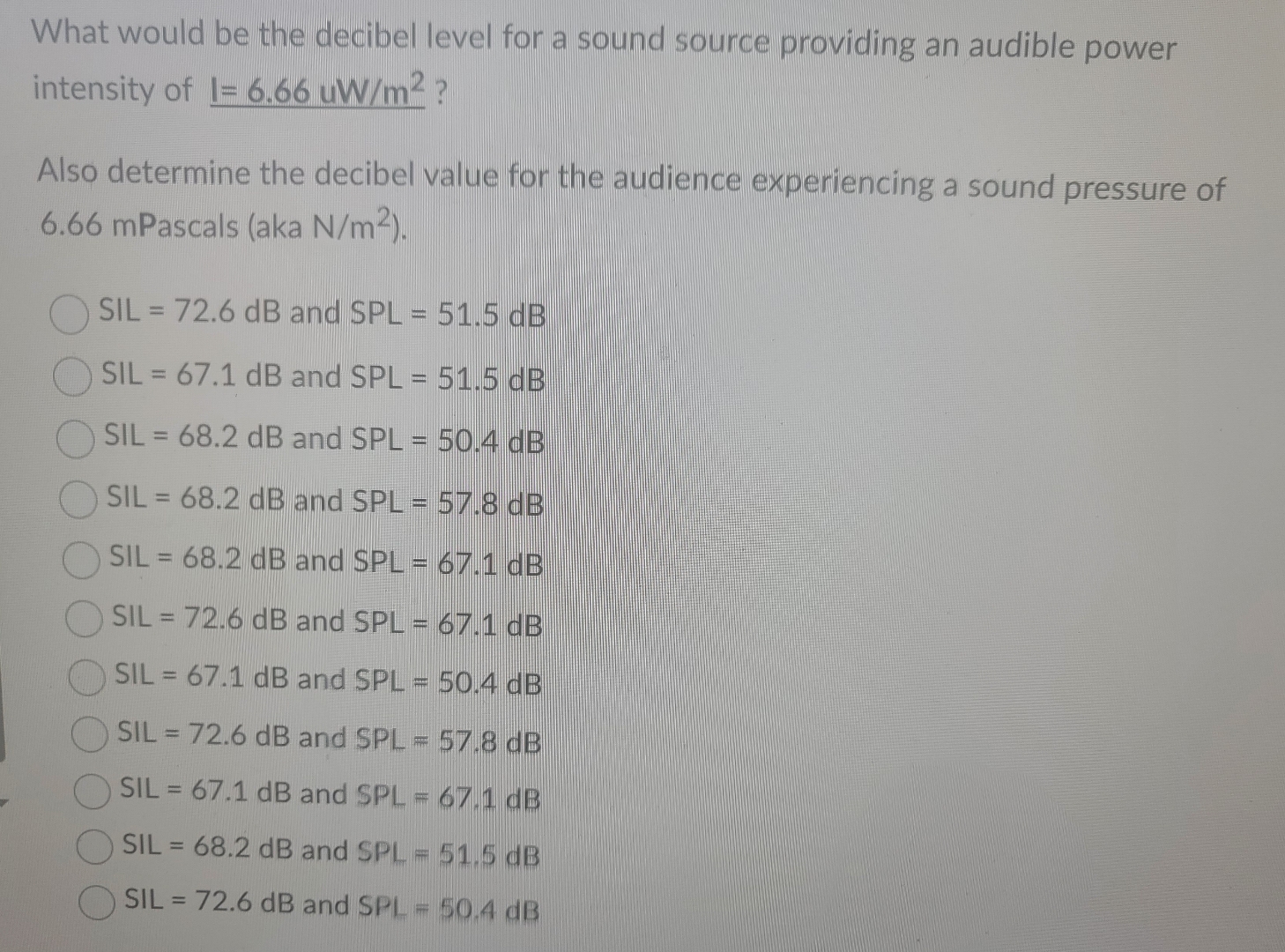 Solved What would be the decibel level for a sound source | Chegg.com
