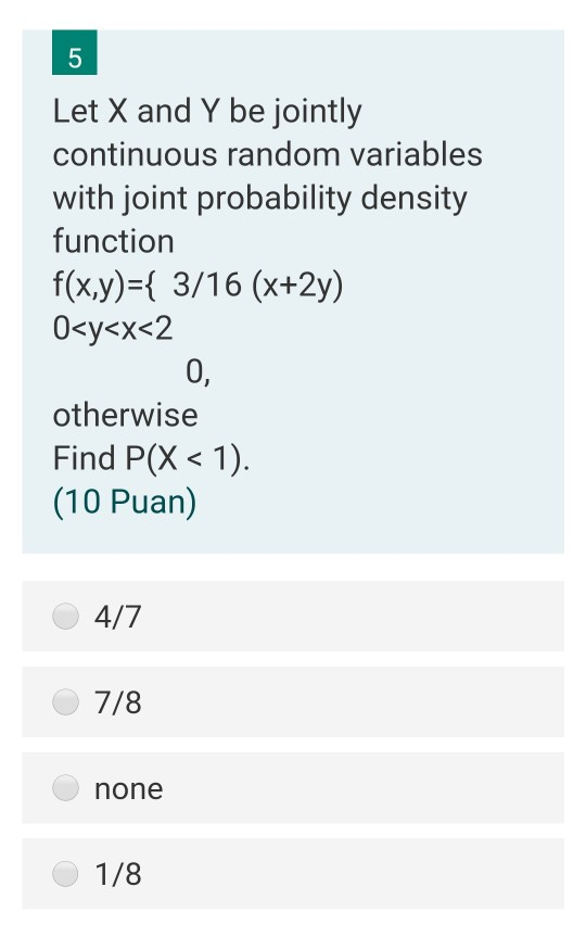 Solved 5 Let X and Y be jointly continuous random variables | Chegg.com