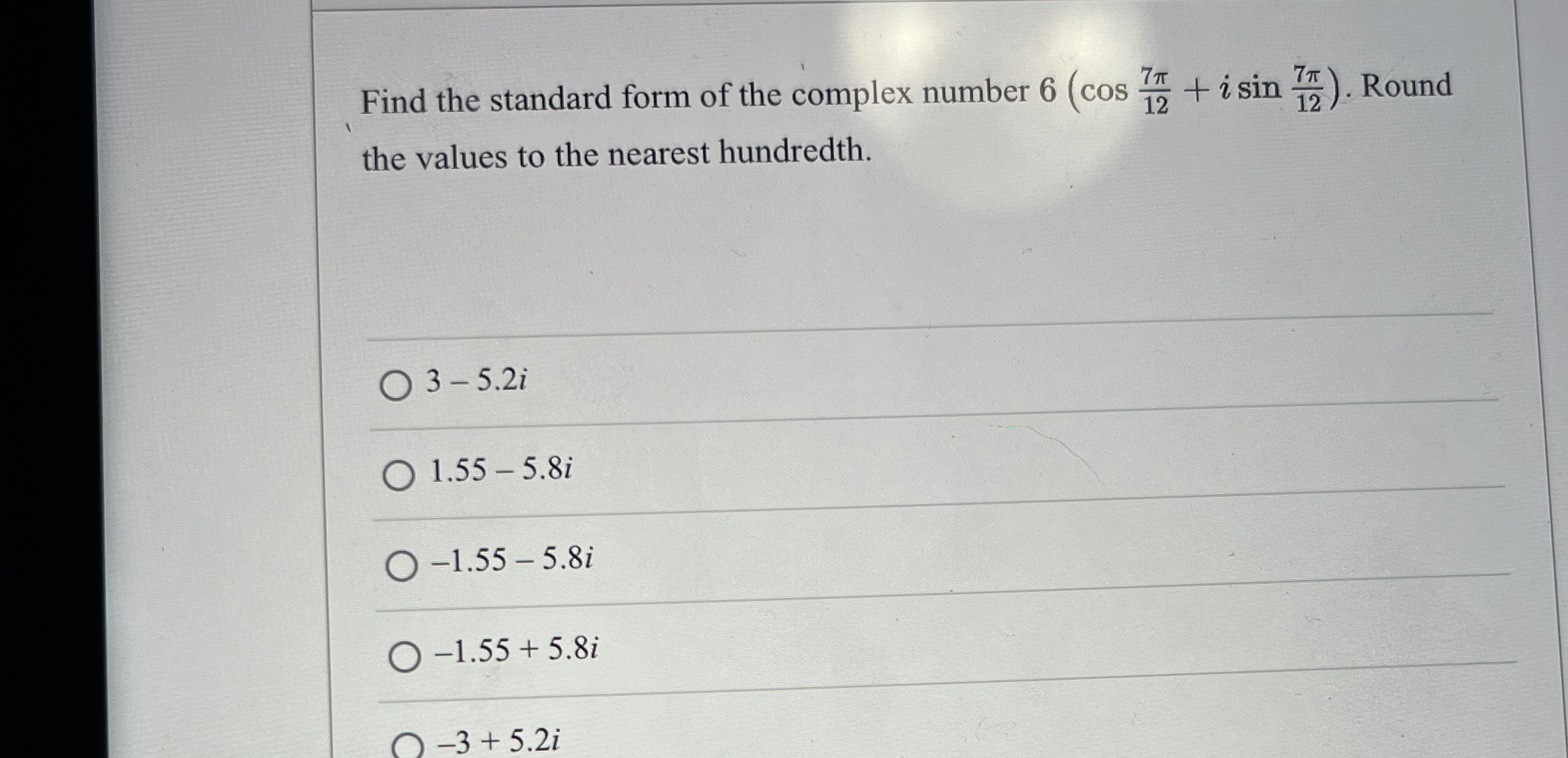 Solved Find the standard form of the complex number | Chegg.com