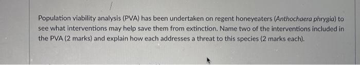 Solved Population Viability Analysis Pva Has Been
