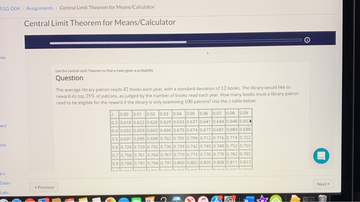 Solved 51G-D04 Assignments Central Limit Theorem for | Chegg.com