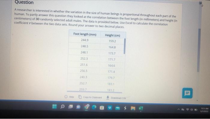 Solved Question A researcher is interested in whether the | Chegg.com