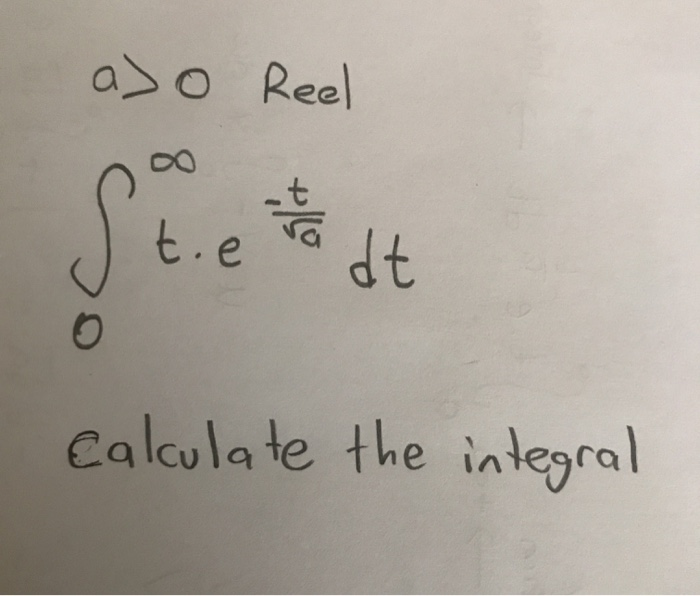 Solved a>o Reel t.e - - - dt calculate the integral | Chegg.com