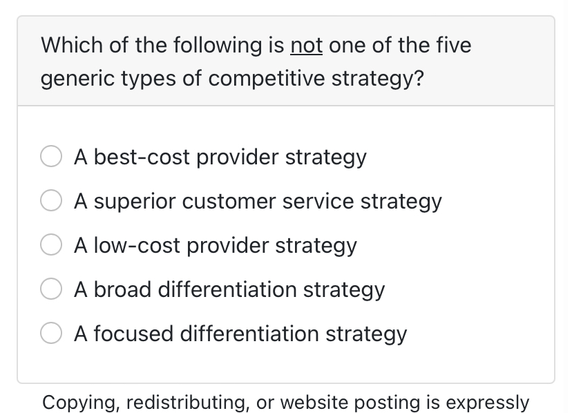Solved Which of the following is not one of the five generic | Chegg.com