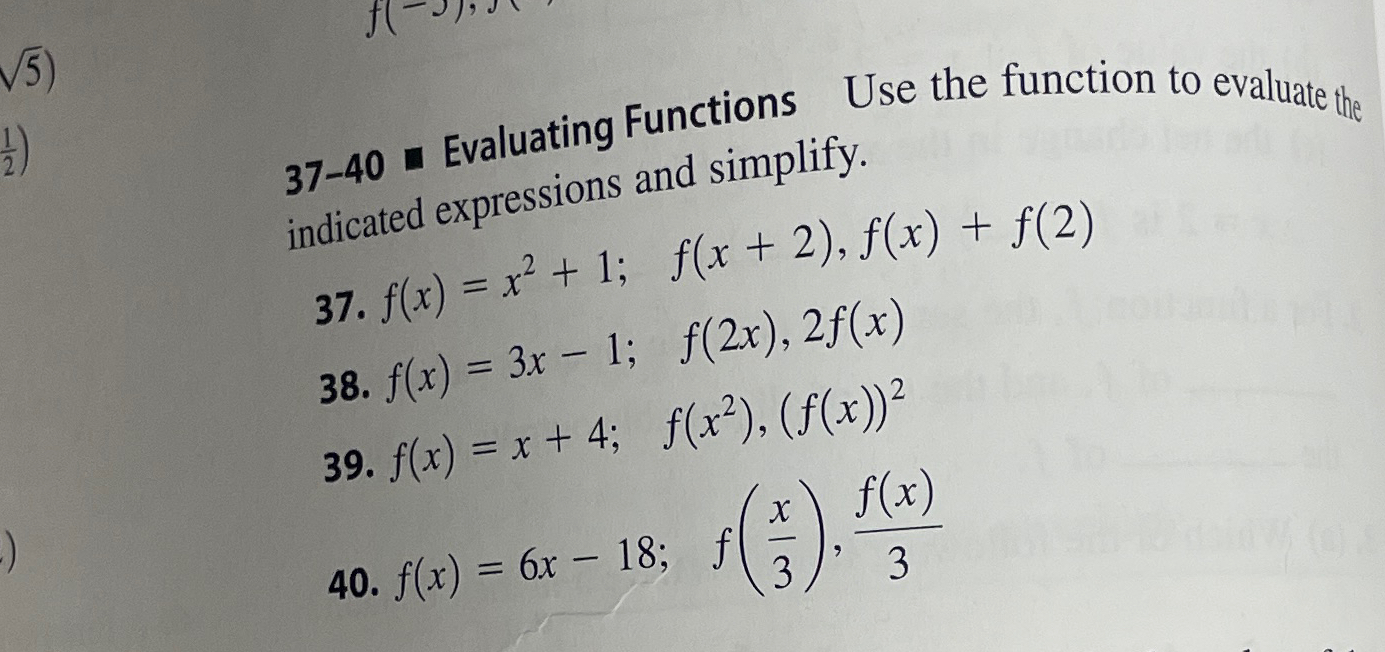 Solved Evaluating Functions Use the function to evaluate the | Chegg.com