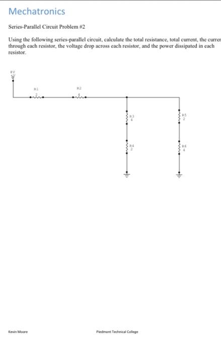 Solved Mechatronics Series-Parallel Circuit Problem #2 Using | Chegg.com