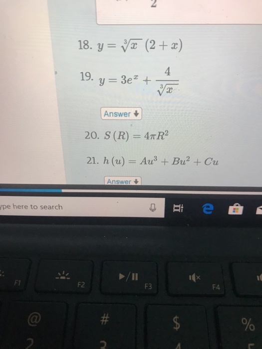 Solved 18. y V (2+) 4 19. y 3e + 3 Answer 20. S (R) 4T R2 | Chegg.com