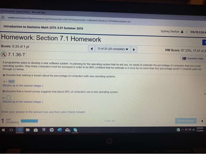 Solved Do Homework-Sydney Shelton- Microsoft Edge A | Chegg.com
