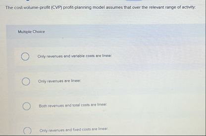 Solved The cost-volume-profit (CVP) ﻿profit-planning model | Chegg.com