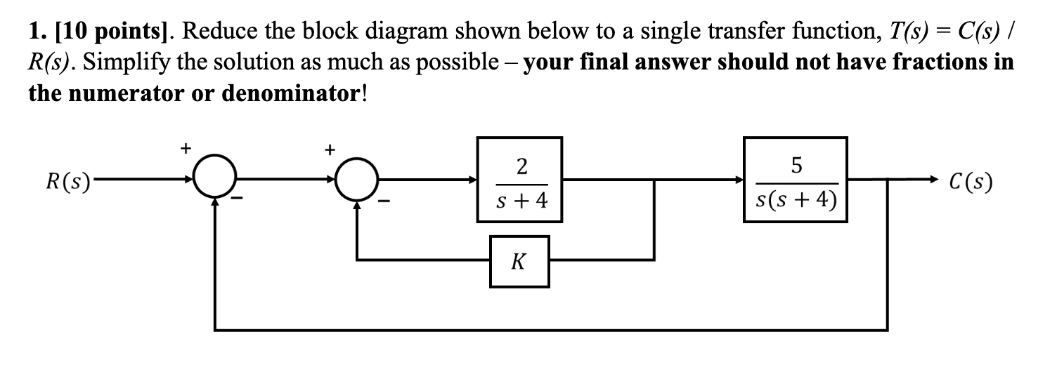 Solved 1. [10 ﻿points]. ﻿Reduce the block diagram shown | Chegg.com