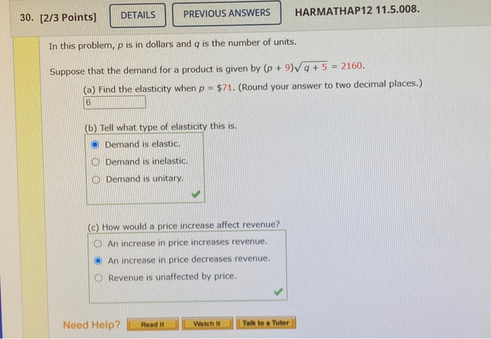 Solved 29. [2/3 Points] DETAILS PREVIOUS ANSWERS HARMATHAP12 | Chegg.com