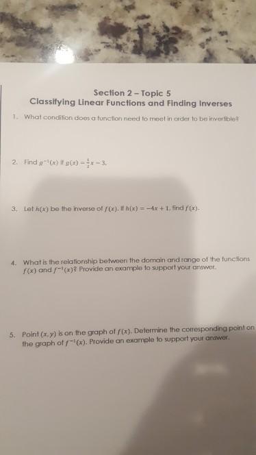 Solved Section 2 - Topic 4 Key Features of Linear Functions | Chegg.com
