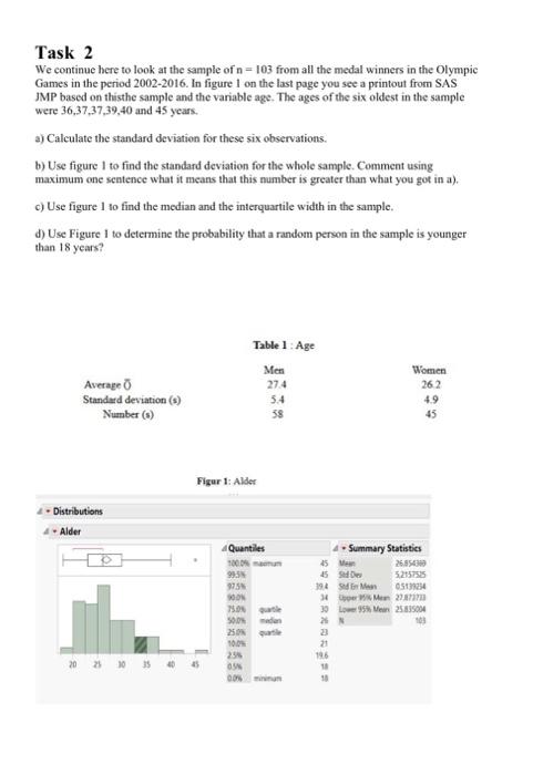 Solved Task 2 We continue here to look at the sample of | Chegg.com