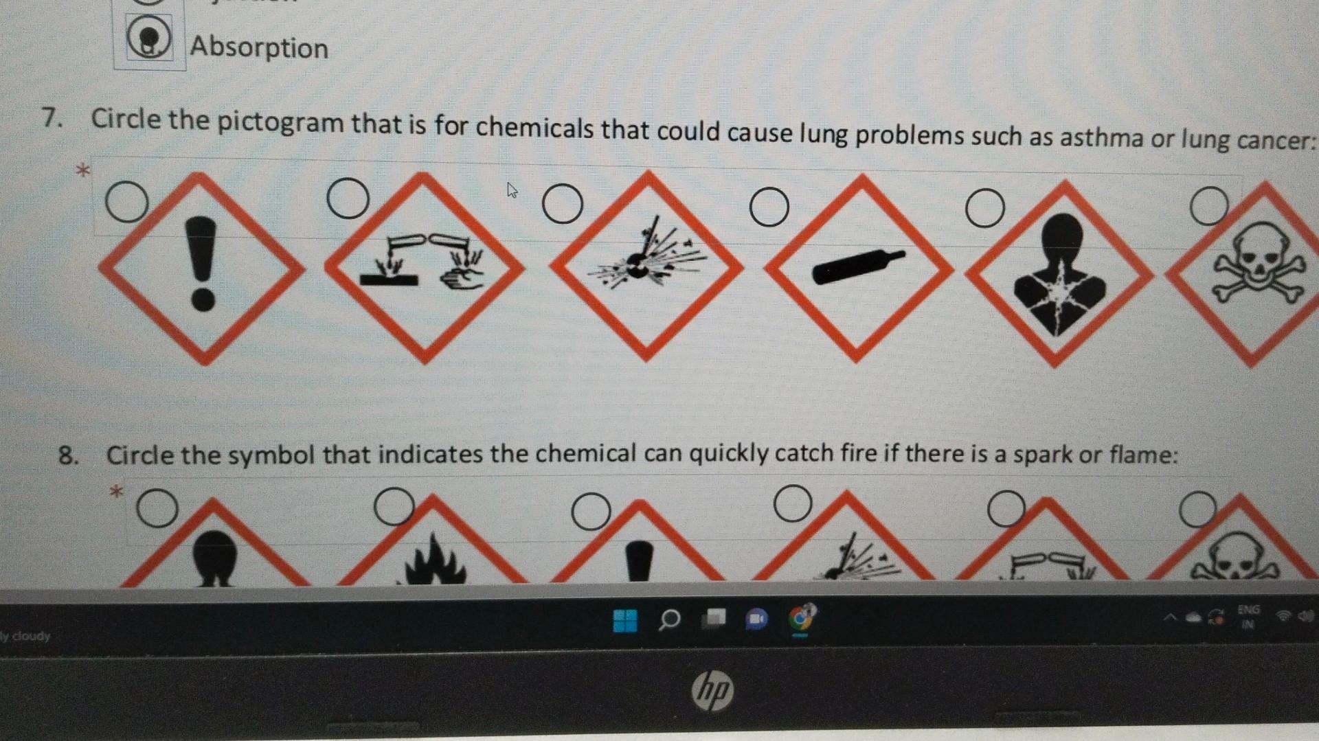 Solved circle the pictogram that is for chemicals that could | Chegg.com