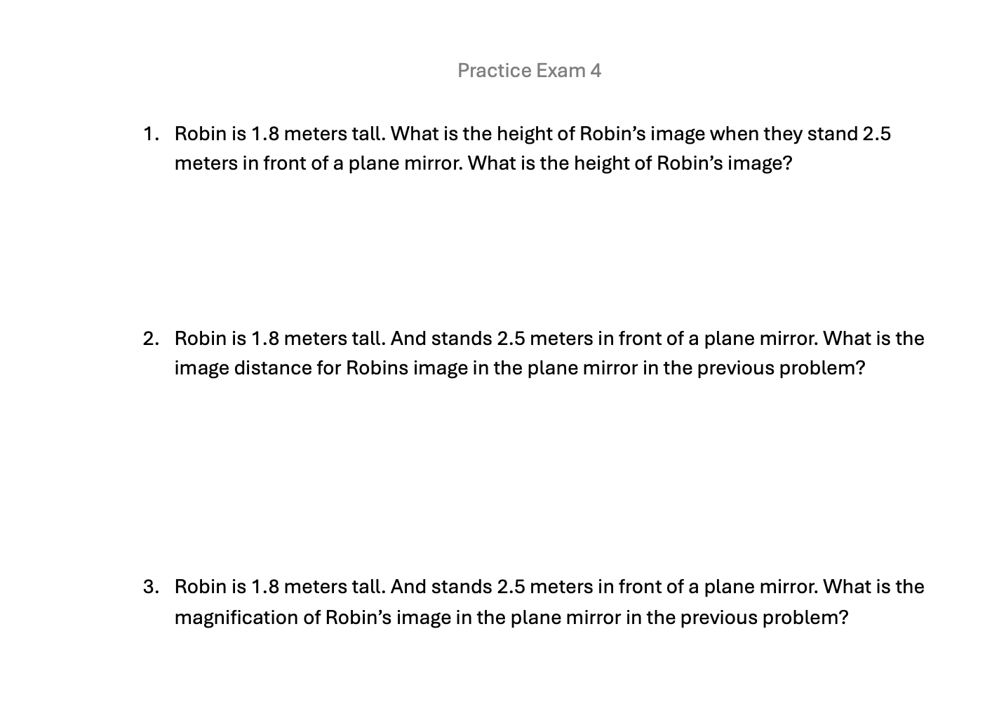 Solved 1. ﻿Robin is 1.8 ﻿meters tall. What is the height of | Chegg.com