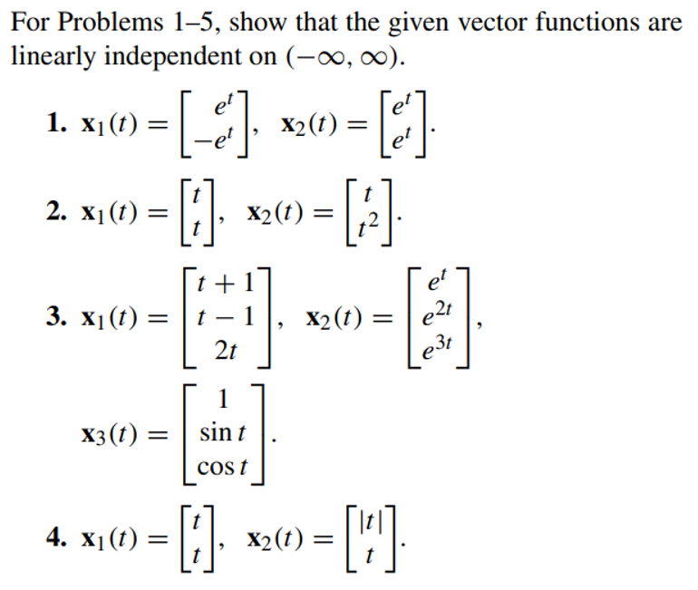 Solved For Problems 1-5, ﻿show that the given vector | Chegg.com