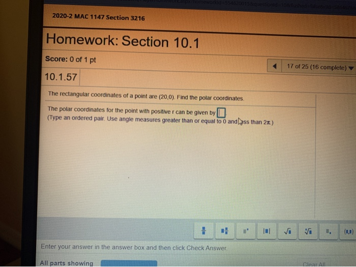 Solved 2020-2 MAC 1147 Section 3216 Homework: Section 10.1 | Chegg.com