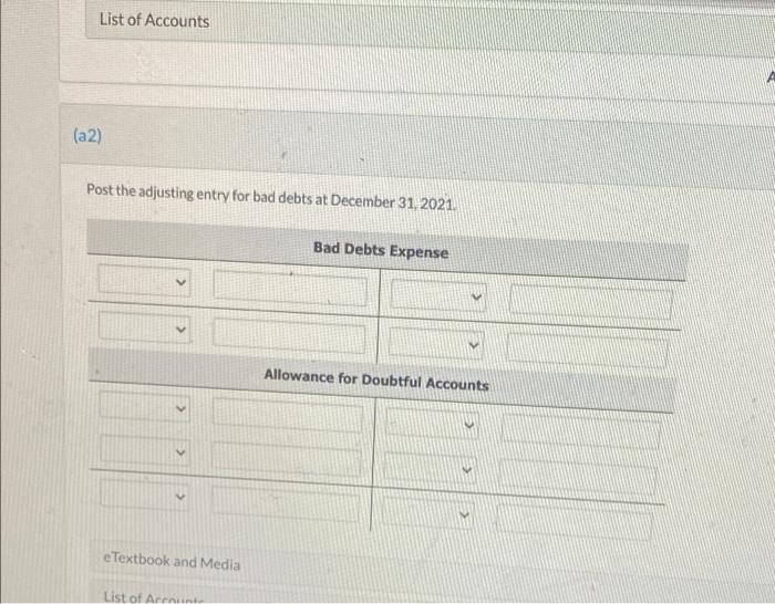 Solved post the adjusting entry for bad debts at December | Chegg.com