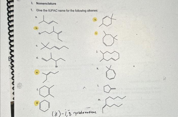 Solved 1. Give the IUPAC name for the following alkenes: D. | Chegg.com