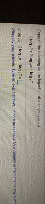 Solved Express the following as the logarithm of a single | Chegg.com