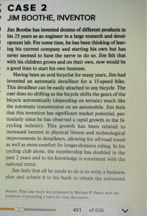 Solved CASE 2 JIM BOOTHE, INVENTOR 1 Jim Boothe has invented | Chegg.com