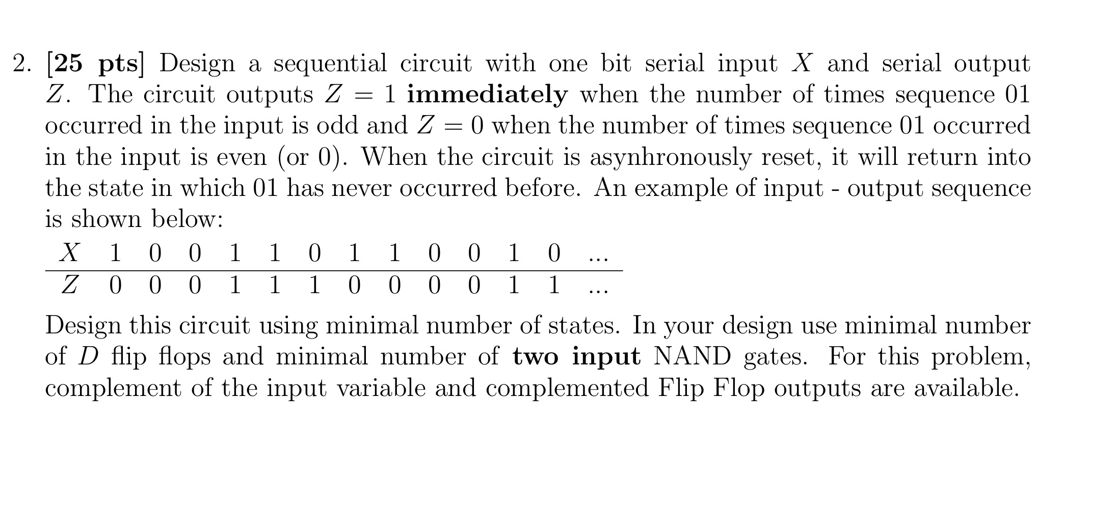 Solved [25 ﻿pts] ﻿Design a sequential circuit with one bit | Chegg.com