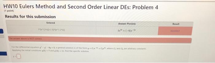 Solved HW10 Eulers Method and Second Order Linear DEs: | Chegg.com