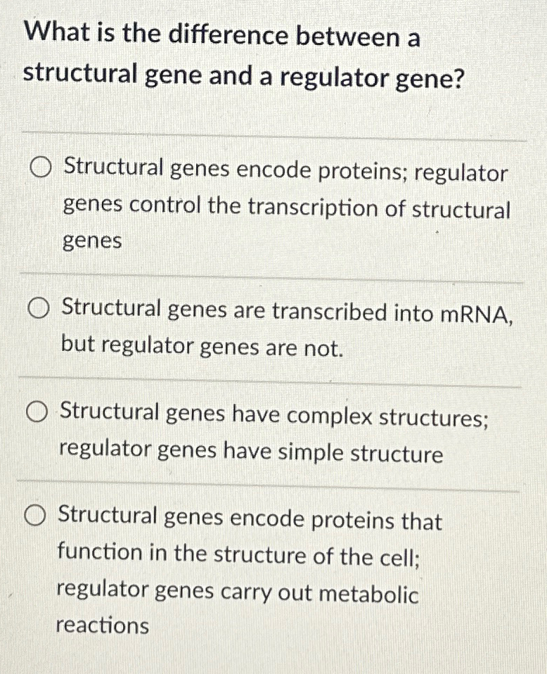 Solved What is the difference between a structural gene and | Chegg.com