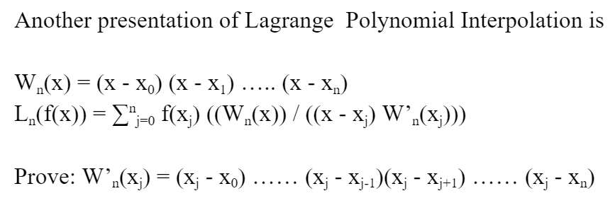 Another presentation of Lagrange Polynomial | Chegg.com