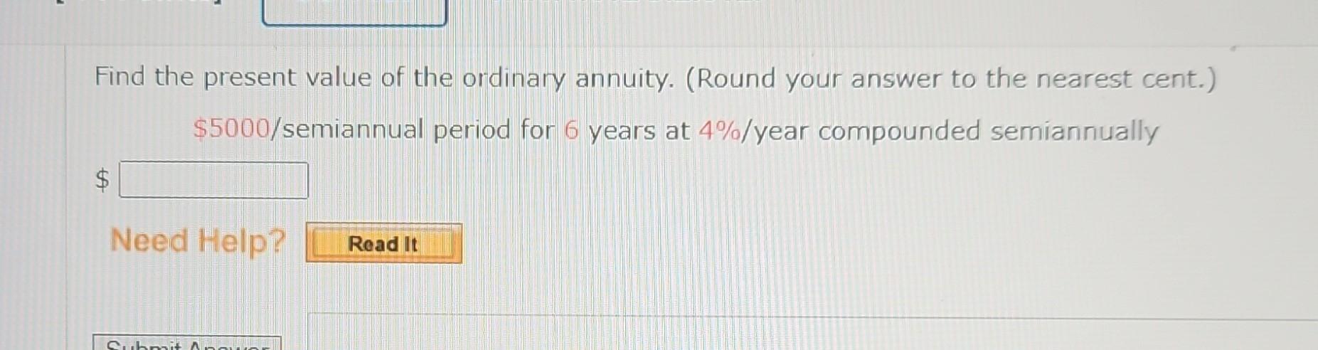 Solved Find the present value of the ordinary annuity. | Chegg.com