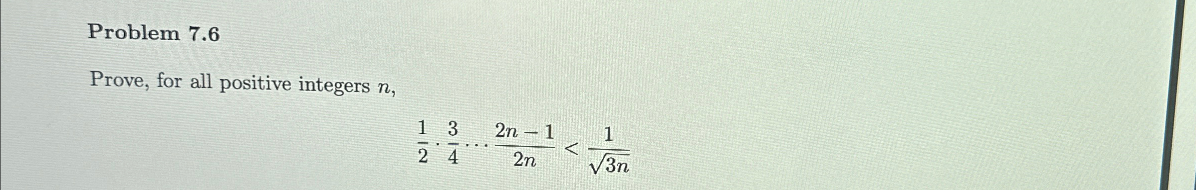 Solved Problem 7.6Prove, for all positive integers | Chegg.com