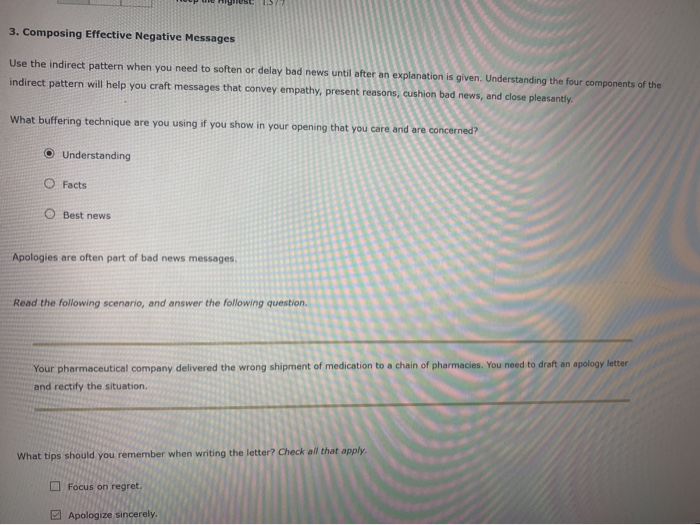 Solved 3. Composing Effective Negative Messages Use the | Chegg.com