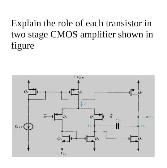 Solved Explain the role of each transistor in two stage CMOS | Chegg.com