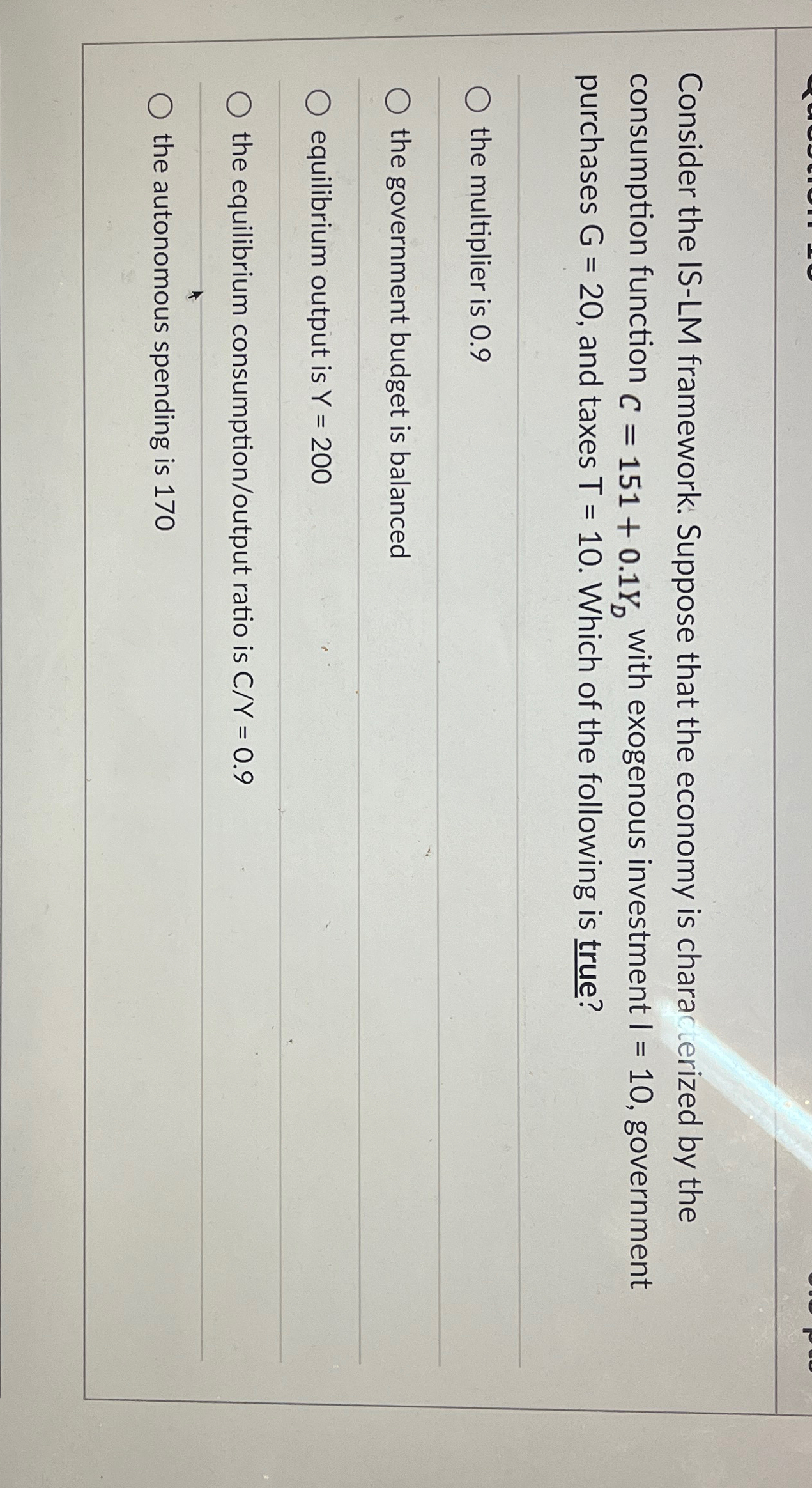 Solved Consider the IS-LM framework. Suppose that the | Chegg.com