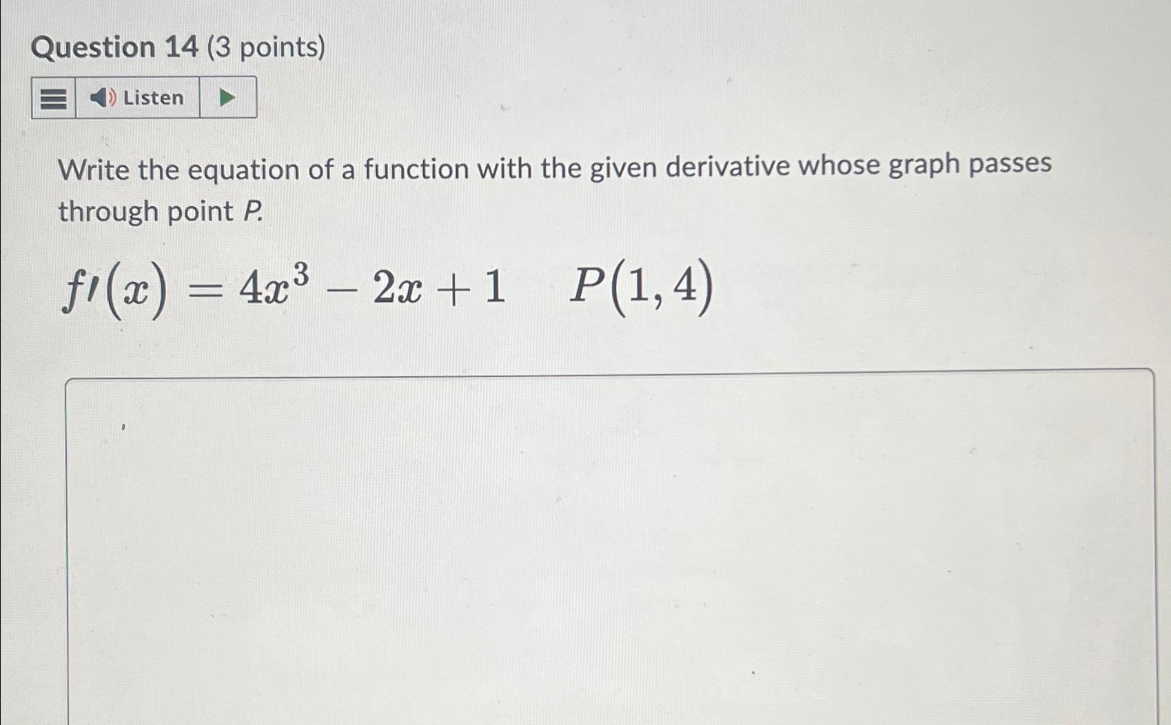 Solved Question 14 (3 ﻿points):Write the equation of a | Chegg.com