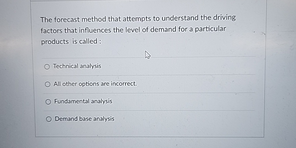 Solved The forecast method that attempts to understand the | Chegg.com