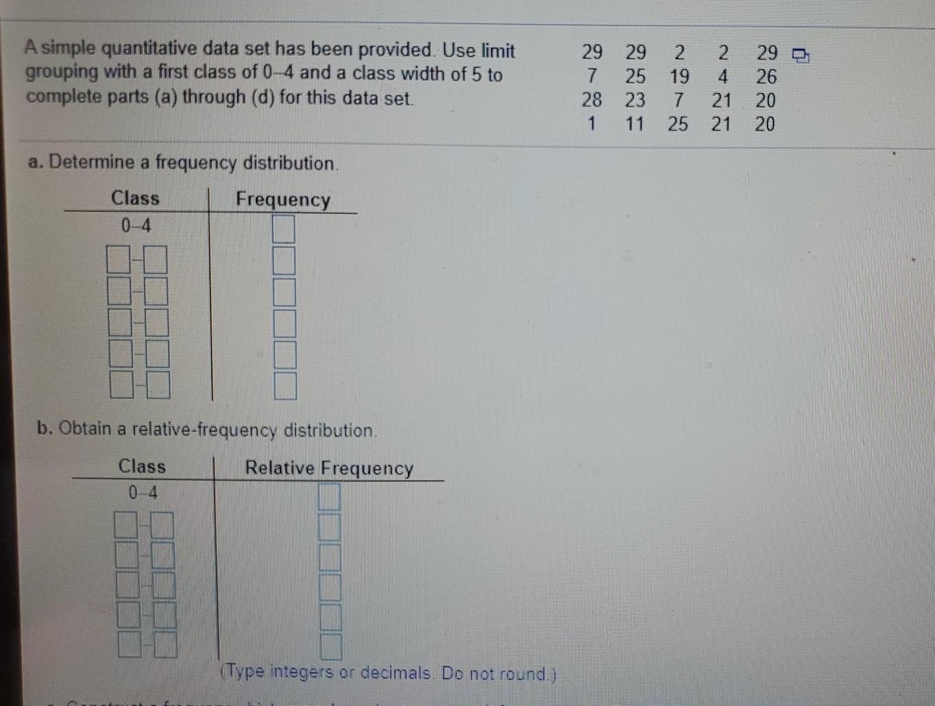 Solved A simple quantitative data set has been provided. Use | Chegg.com