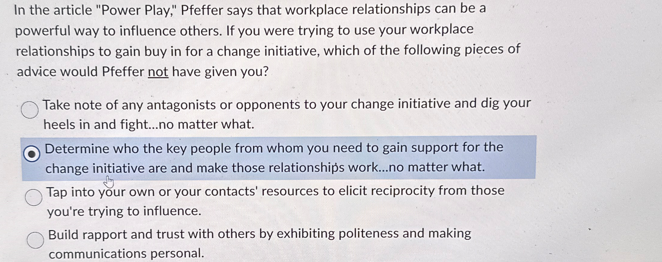 Solved In the article "Power Play," Pfeffer says that | Chegg.com