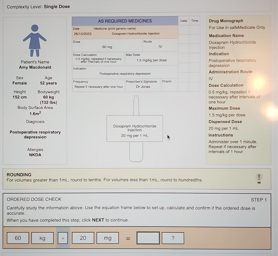 Solved Complexity Level: Single Dose ROUNDING For volumes | Chegg.com