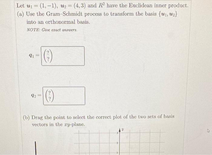 Solved Let u1=(1,−1),u2=(4,3) and R2 have the Euclidean | Chegg.com
