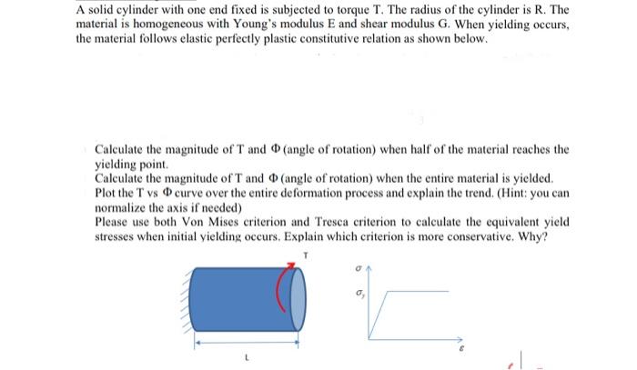 Solved A solid cylinder with one end fixed is subjected to | Chegg.com