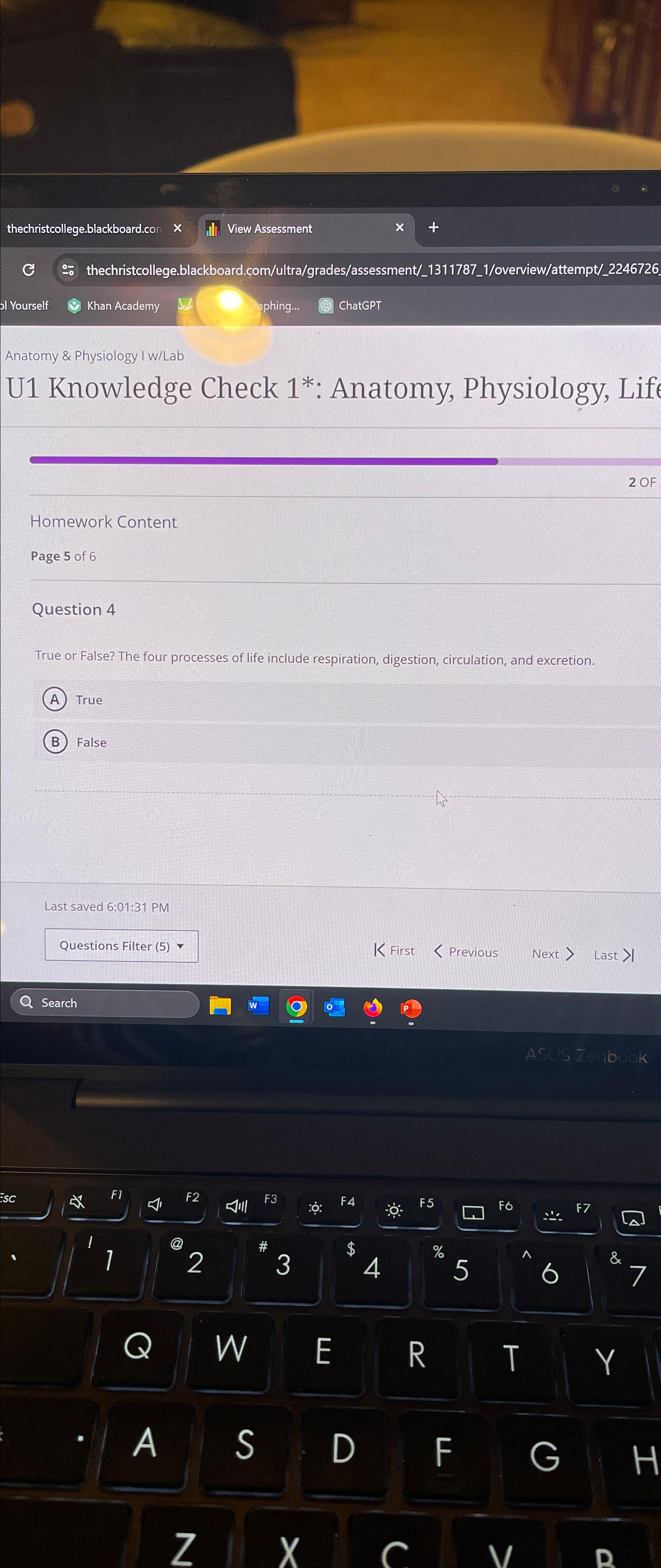 Solved U1 ﻿Knowledge Check 1*: Anatomy, Physiology, | Chegg.com