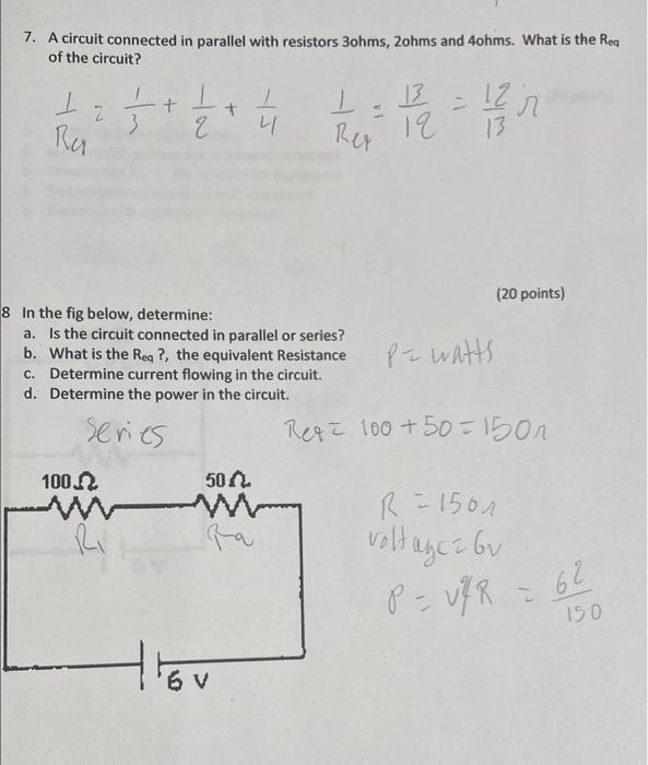 Solved Series and Parallel circuits In a series circuit, | Chegg.com