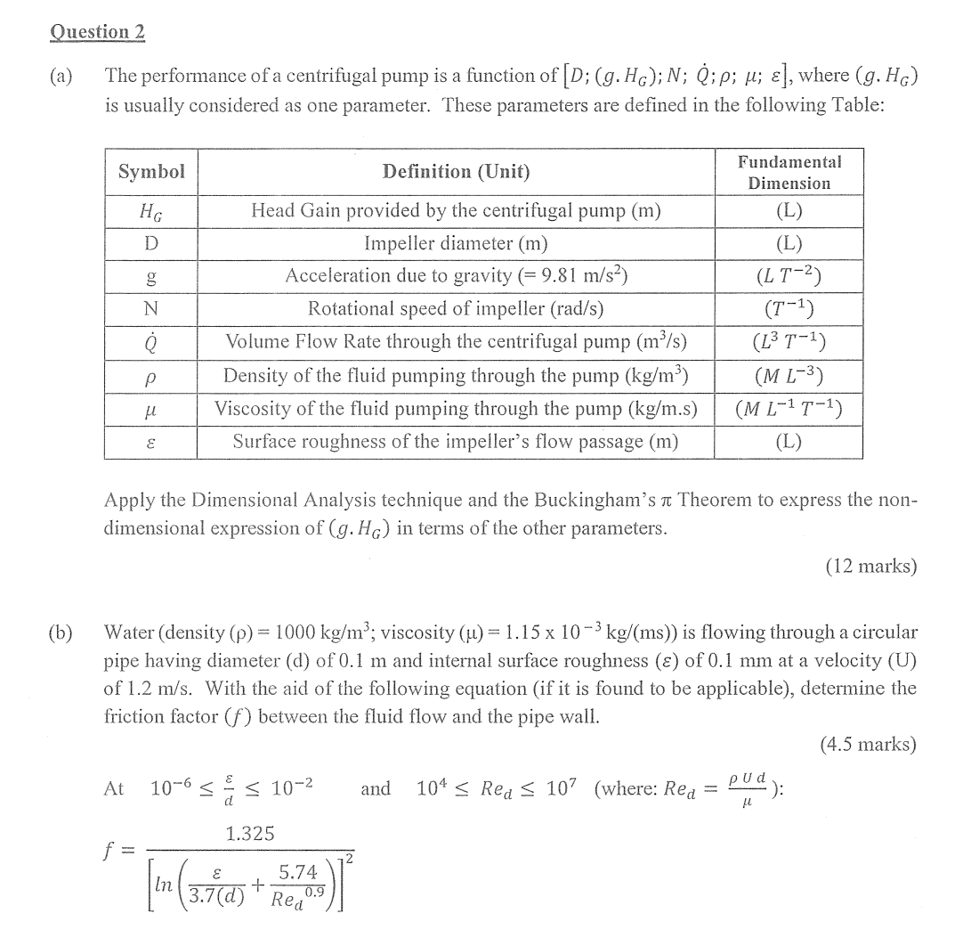 Solved Question 2(a) ﻿The performance of a centrifugal pump | Chegg.com